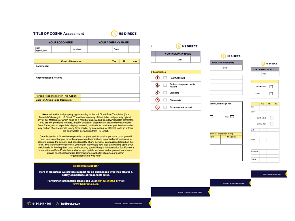 Free COSHH Assessment Template - HS Direct